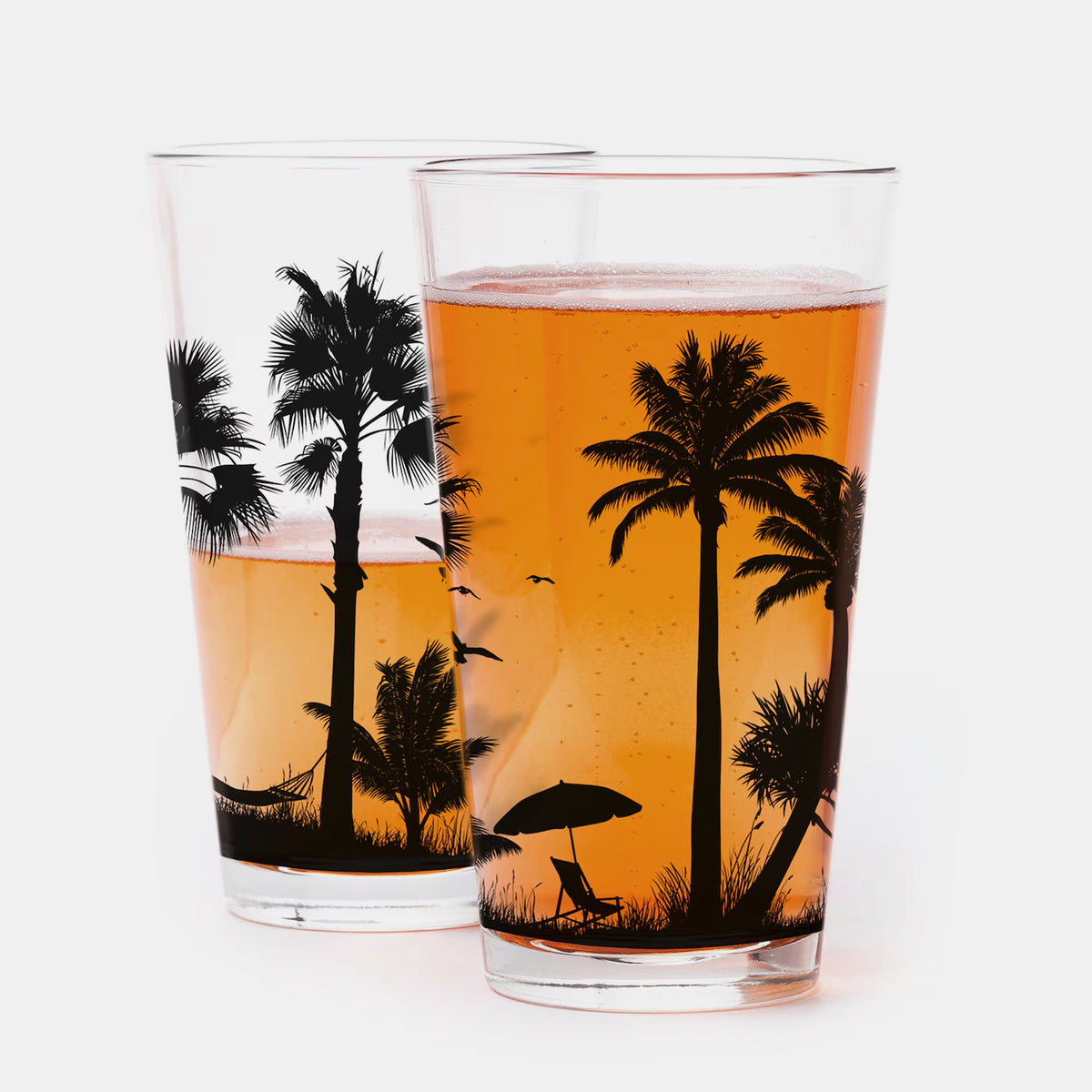 Beach Landscape Pint Glass Set | Black Lantern