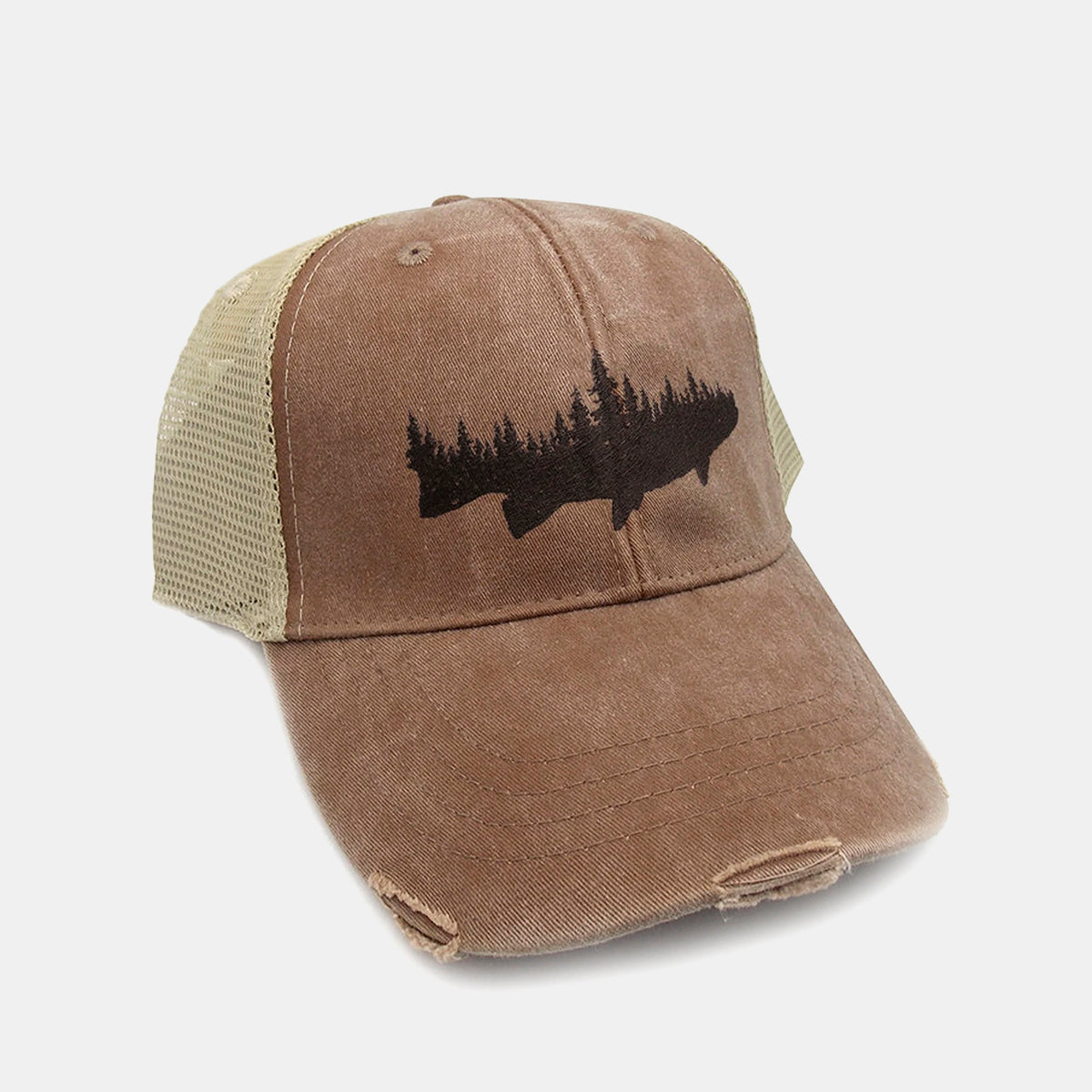 Fish & Forest Brown & Tan Trucker Cap | Black Lantern