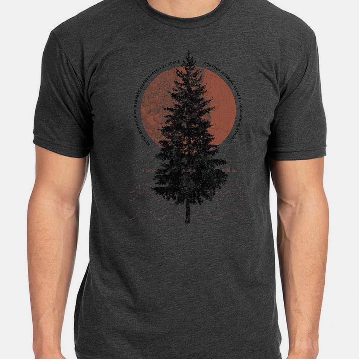 Men's Map of the Pines T-Shirt | Black Lantern